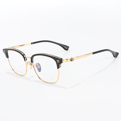 China 2025 New Years Titanium Acetate Lightweight Fashionable Solid Semi-Rimless Eyesight Reader Glasses Frames for Unisex All Face for sale