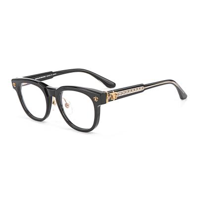 China clear Acetate Round Frame Black Gold Transparent Optical Prescription Presbyopia Multifocal Cool Myopia Glasses for Men Women for sale
