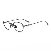 China Pure Titanium Full Frame Solid Punk Style Black Silver Gold Gun Color Lightweight Durable Unisex Prescription Presbyopia Glasses for sale