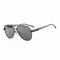 China Wholesale Shades China High End Retro Uv400 Black Edgy Style Pilot Women Men Beach Sunglasses Men logo Custom Manufacturer for sale
