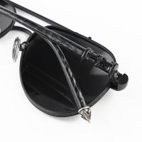 China Wholesale Shades China High End Retro Uv400 Black Edgy Style Pilot Women Men Beach Sunglasses Men logo Custom Manufacturer for sale