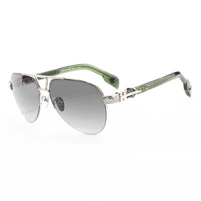 China Multi-Color New Light Fashion pilot  UV400 Protection Metal Frame with Decorative Embellishment Bulk Supplier Sunglasses for Men for sale