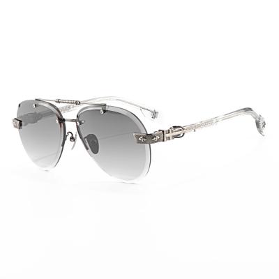 China Fashionable Retro pilot Titanium Acetate Unisex Luxury Brand Designer Optical Prescription Sunglasses High Quality Custom logo for sale