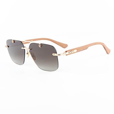 China Design Decoration Retail Men pilot Motorcycle Tea Shades Glasses Unisex Uv400 Titanium Rimless Sports Customize Sunglasses China for sale