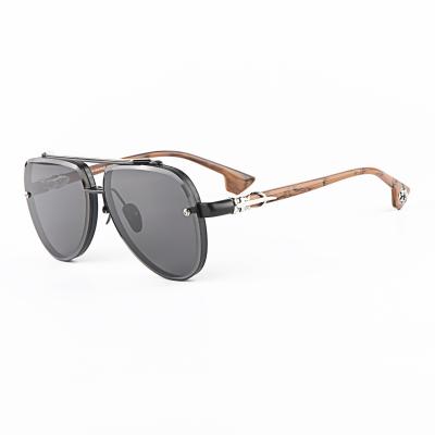 China Popular Mens pilot Wooden Side Frames Oversized Men Women Beach Travel Uv Protection Customizable Sunglasses China Wholesaler for sale