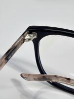 China TM FORD Women Cat Eye Optical Eyeglasses, TF6089-B Acetate Prescription Glasses Frame with Silver T Logo, Clear Blue Light Blocking Lenses Prescription for sale