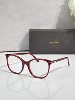 China TM FORD Women Cat Eye Optical Eyeglasses, TF6089-B Acetate Prescription Glasses Frame with Silver T Logo, Clear Blue Light Blocking Lenses Prescription for sale