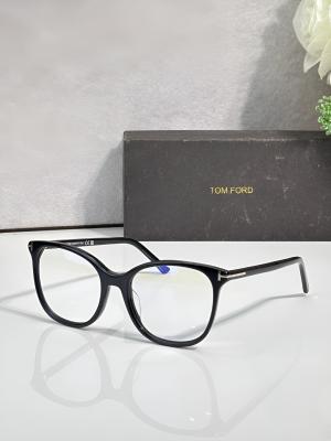 China TM FORD Women Cat Eye Optical Eyeglasses, TF6089-B Acetate Prescription Glasses Frame with Silver T Logo, Clear Blue Light Blocking Lenses Prescription for sale