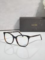 China TM FORD Women Cat Eye Optical Eyeglasses, TF6089-B Acetate Prescription Glasses Frame with Silver T Logo, Clear Blue Light Blocking Lenses Prescription for sale