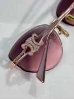 China Rimless Oval Sunglasses For Women, Luxury Triomphe Crystal Rhinestone Decor Rimless Sunglasses, Gradient Lens Metal Frame Designer UV400 Protection Fashion Eyewear For Travel Party CL2382U for sale
