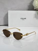 China Rimless Oval Sunglasses For Women, Luxury Triomphe Crystal Rhinestone Decor Rimless Sunglasses, Gradient Lens Metal Frame Designer UV400 Protection Fashion Eyewear For Travel Party CL2382U for sale