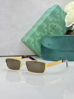 China Guci Designer Sunglasses for Men - Geometric Metal Frame with Engraved GG Pattern Temples (Multiple Colors) Prescription High-end brand for sale