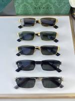 China Guci Designer Sunglasses for Men - Geometric Metal Frame with Engraved GG Pattern Temples (Multiple Colors) Prescription High-end brand for sale