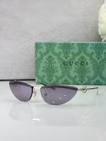 China GG1701S Luxury Rimless Cat Eye Sunglasses for Women, Vintage Metal Oval Ring Buckle Designer Shades UV400 Protection UV400 Y2K for sale