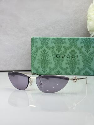China GG1701S Luxury Rimless Cat Eye Sunglasses for Women, Vintage Metal Oval Ring Buckle Designer Shades UV400 Protection UV400 Y2K for sale