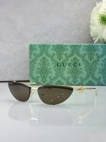 China GG1701S Luxury Rimless Cat Eye Sunglasses for Women, Vintage Metal Oval Ring Buckle Designer Shades UV400 Protection UV400 Y2K for sale