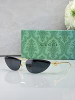 China GG1701S Luxury Rimless Cat Eye Sunglasses for Women, Vintage Metal Oval Ring Buckle Designer Shades UV400 Protection UV400 Y2K for sale