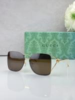 China Luxury Women Rimless Square Designer Sunglasses, Oversized Gradient Tinted Lens Ultra Light Metal Frame UV400 Sun Glasses, Interlocking G Logo Hollow Temples, High End Fashion Eyewear for Vacation for sale