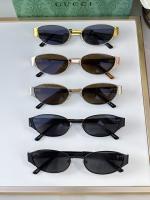 China Vintage Oval Metal Sunglasses for Women, Luxury Designer Y2K Small Cat Eye Shades, Interlocking Logo Retro Slim Frame UV400 Protection Fashion Sunglasses for Streetwear Party Travel GG2197S for sale