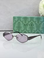 China Luxury Retro Geometric Hexagon Sunglasses Women | Engraved Monogram Metal Temple UV400 Polarized Shades, High-End Designer Fashion Eyewear for Vacation & Daily Styling GG2032SK for sale
