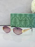 China Luxury Retro Geometric Hexagon Sunglasses Women | Engraved Monogram Metal Temple UV400 Polarized Shades, High-End Designer Fashion Eyewear for Vacation & Daily Styling GG2032SK for sale