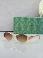 China Luxury Retro Geometric Hexagon Sunglasses Women | Engraved Monogram Metal Temple UV400 Polarized Shades, High-End Designer Fashion Eyewear for Vacation & Daily Styling GG2032SK for sale