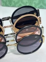 China GG2033SK Vintage Oval Luxury Sunglasses for Women, Full Metal Embossed Logo Temple Designer Shades, UV400 Protective Retro Round Sunglass for Holiday Party Daily Wear Prescription for sale
