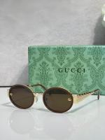 China GG2033SK Vintage Oval Luxury Sunglasses for Women, Full Metal Embossed Logo Temple Designer Shades, UV400 Protective Retro Round Sunglass for Holiday Party Daily Wear Prescription for sale