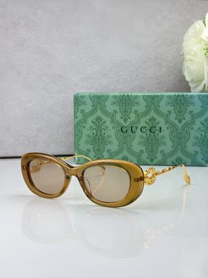 China GG7558 Vintage Oval Cat Eye Sunglasses for Women Luxury Metal Bamboo Temple Double G Logo Gradient Lens UV400 Protection Retro Acetate Frame Fashion Designer Shades for Party Travel Daily Wear for sale