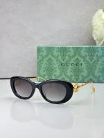China GG7558 Vintage Oval Cat Eye Sunglasses for Women Luxury Metal Bamboo Temple Double G Logo Gradient Lens UV400 Protection Retro Acetate Frame Fashion Designer Shades for Party Travel Daily Wear for sale