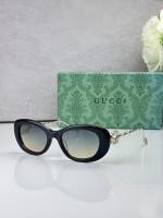 China GG7558 Vintage Oval Cat Eye Sunglasses for Women Luxury Metal Bamboo Temple Double G Logo Gradient Lens UV400 Protection Retro Acetate Frame Fashion Designer Shades for Party Travel Daily Wear for sale