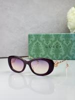 China GG7558 Vintage Oval Cat Eye Sunglasses for Women Luxury Metal Bamboo Temple Double G Logo Gradient Lens UV400 Protection Retro Acetate Frame Fashion Designer Shades for Party Travel Daily Wear for sale