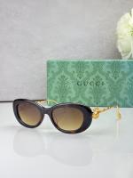 China GG7558 Vintage Oval Cat Eye Sunglasses for Women Luxury Metal Bamboo Temple Double G Logo Gradient Lens UV400 Protection Retro Acetate Frame Fashion Designer Shades for Party Travel Daily Wear for sale