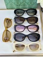 China GG7558 Vintage Oval Cat Eye Sunglasses for Women Luxury Metal Bamboo Temple Double G Logo Gradient Lens UV400 Protection Retro Acetate Frame Fashion Designer Shades for Party Travel Daily Wear for sale