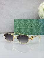 China Luxury Vintage Oval Metal Sunglasses for Women, Bamboo Temple Design Gradient Lens UV400 Protection Fashion Retro Small Frame Sunglasses GG7555 for sale