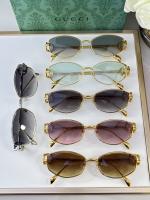 China Luxury Vintage Oval Metal Sunglasses for Women, Bamboo Temple Design Gradient Lens UV400 Protection Fashion Retro Small Frame Sunglasses GG7555 for sale
