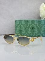 China Luxury Vintage Oval Metal Sunglasses for Women, Bamboo Temple Design Gradient Lens UV400 Protection Fashion Retro Small Frame Sunglasses GG7555 for sale