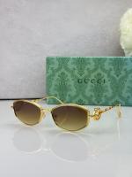 China Luxury Vintage Oval Metal Sunglasses for Women, Bamboo Temple Design Gradient Lens UV400 Protection Fashion Retro Small Frame Sunglasses GG7555 for sale