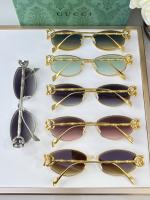 China Luxury Vintage Oval Metal Sunglasses for Women, Bamboo Temple Design Gradient Lens UV400 Protection Fashion Retro Small Frame Sunglasses GG7555 for sale