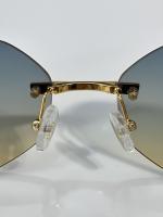China Rimless Octagon Sunglasses for Women, Luxury Gold Metal Frame Gradient Lens Designer Brand Sunglasses, Vintage Irregular Cut Rimless Sun Glasses UV400 Protection Fashion Eyewear for Party Travel for sale