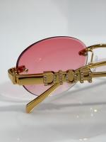 China Y2K Retro Rimless Oval Sunglasses Women Luxury Gold Metal Rhinestone Letter Logo Gradient Lens UV400 Vintage Fashion Shades for Party Travel Prescription DIORCAT2300M for sale