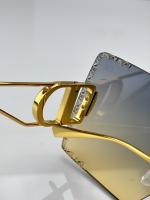 China Rimless Oversized Square Sunglasses for Women, Luxury Gradient Cut Edge Lens Hollow Metal Temple 3D Logo Fashion Sun Glasses, UV400 Protection Trendy Designer Shades for Party Travel Beach for sale