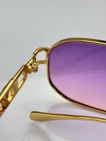 China Vintage Rectangle Metal Frame Sunglasses for Women Men Luxury Designer Hollow Logo Temple Gradient Lens UV400 Protection Fashion Retro Square Sun Glasses for Travel Beach Streetwear for sale