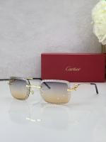 China Luxury Rimless Square Women Sunglasses, Hand‑Carved Cut Edge Gradient Tint Lens Metal Leopard‑Head Ornament Sun Glasses UV400 Protection Vintage Fashion Shades for Beach Travel Party Daily Wear for sale