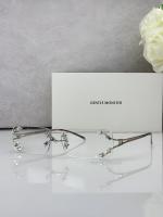 China Y2K Vintage Rimless Rectangle Sunglasses For Women, 3D Four‑Pointed Star Metal Ornament Polished Alloy Temple UV400 Protection Trendy Sun Glasses for Streetwear, Party, Beach & Daily Wear for sale