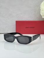 China Women Vintage Y2K Small Rectangle Sunglasses Full Acetate Frame Metal YSL Logo Narrow Cat Eye Shades UV400 Protection 57-20-135 Retro Fashion Eyewear for Beach Party Streetwear for sale