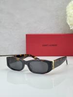 China Women Vintage Y2K Small Rectangle Sunglasses Full Acetate Frame Metal YSL Logo Narrow Cat Eye Shades UV400 Protection 57-20-135 Retro Fashion Eyewear for Beach Party Streetwear for sale