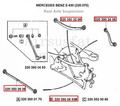 China W220 W140 W215 Car Suspension Control Arm 2203502606 2203500453 2203502206 2203502406 for sale