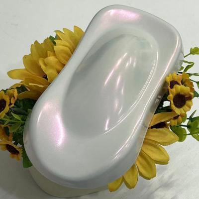 China Chameleon Cherry Color Shifting Opal Powder Coating Aurora Purple Mermaid Pink Change Polarized Effect Clear Coat White Base for sale