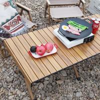China Aluminum Folding Camping Table 60x60cm 3.9kg Wood Grain for sale